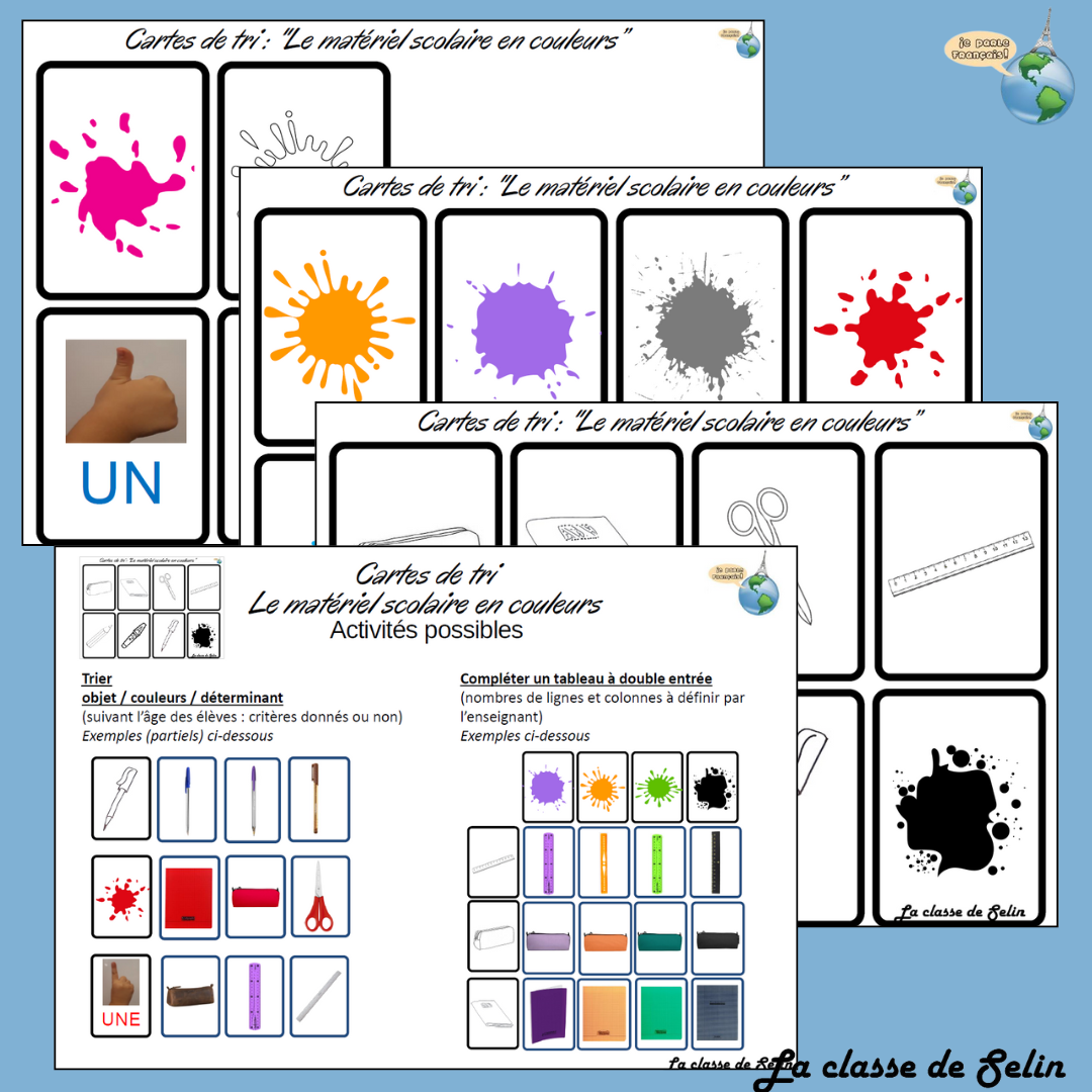 Le matériel scolaire en couleurs – Classe de Selin