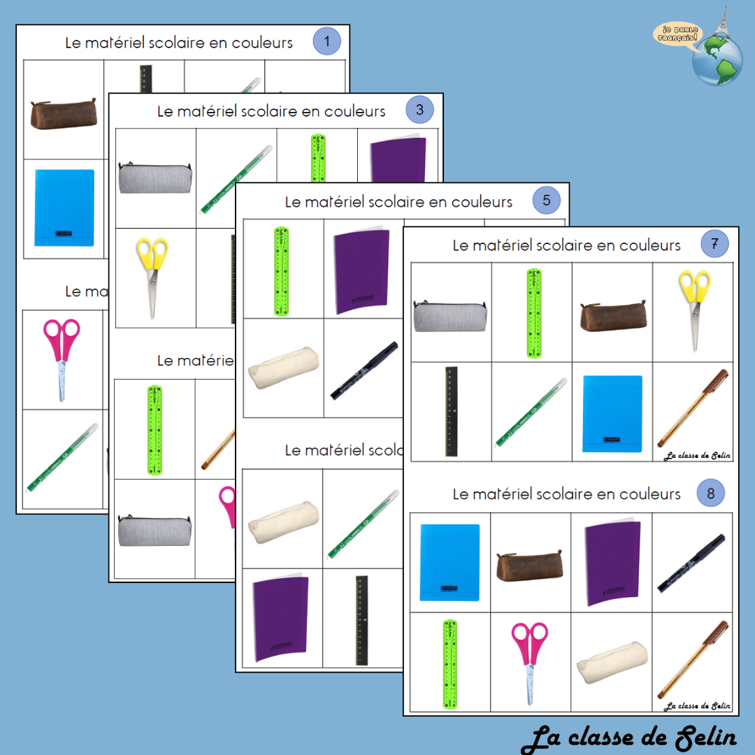 Le matériel scolaire en couleurs – Classe de Selin