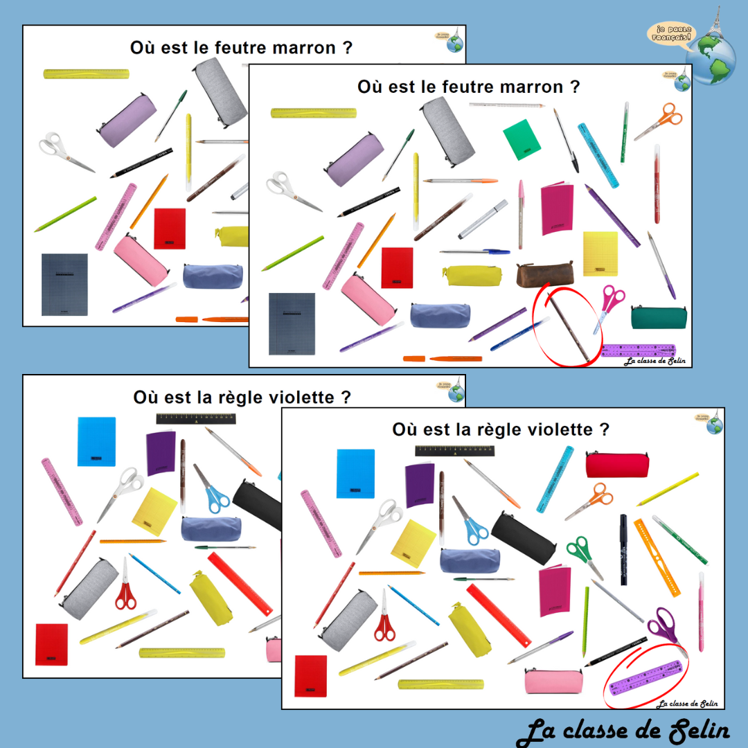 Le matériel scolaire en couleurs – Classe de Selin